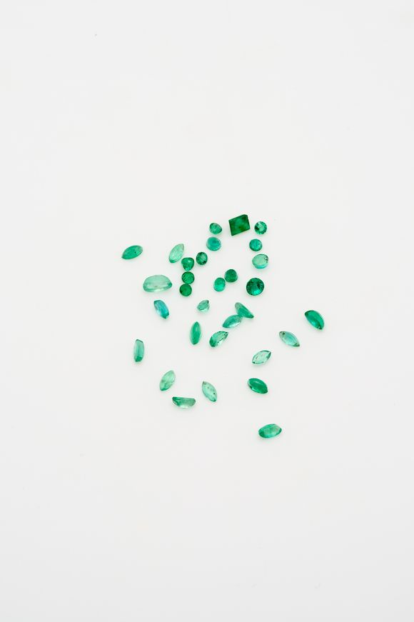 Bonhams : A GROUP OF 31 VARIOUS-SHAPED EMERALDS