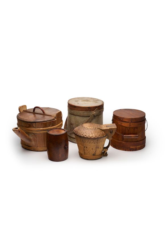 Bonhams : A group of firkins and vessels, 19th C and later, height ...